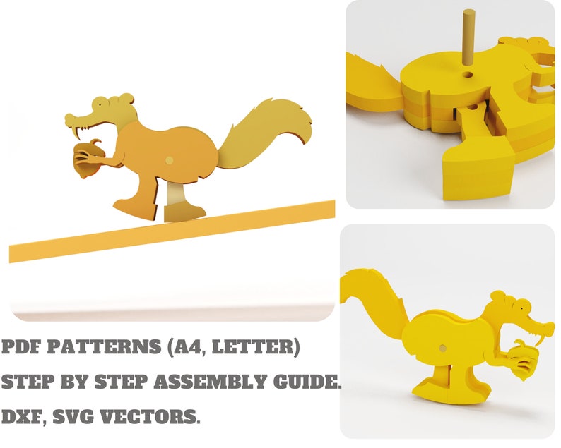 Squirrel Ramp Walker Toy DIY Plans and Vectors | Etsy