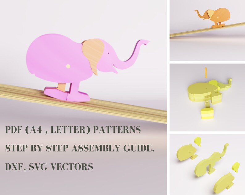 Ramp Walker Elephant Wooden Toy PDF Patterns and Assembly | Etsy