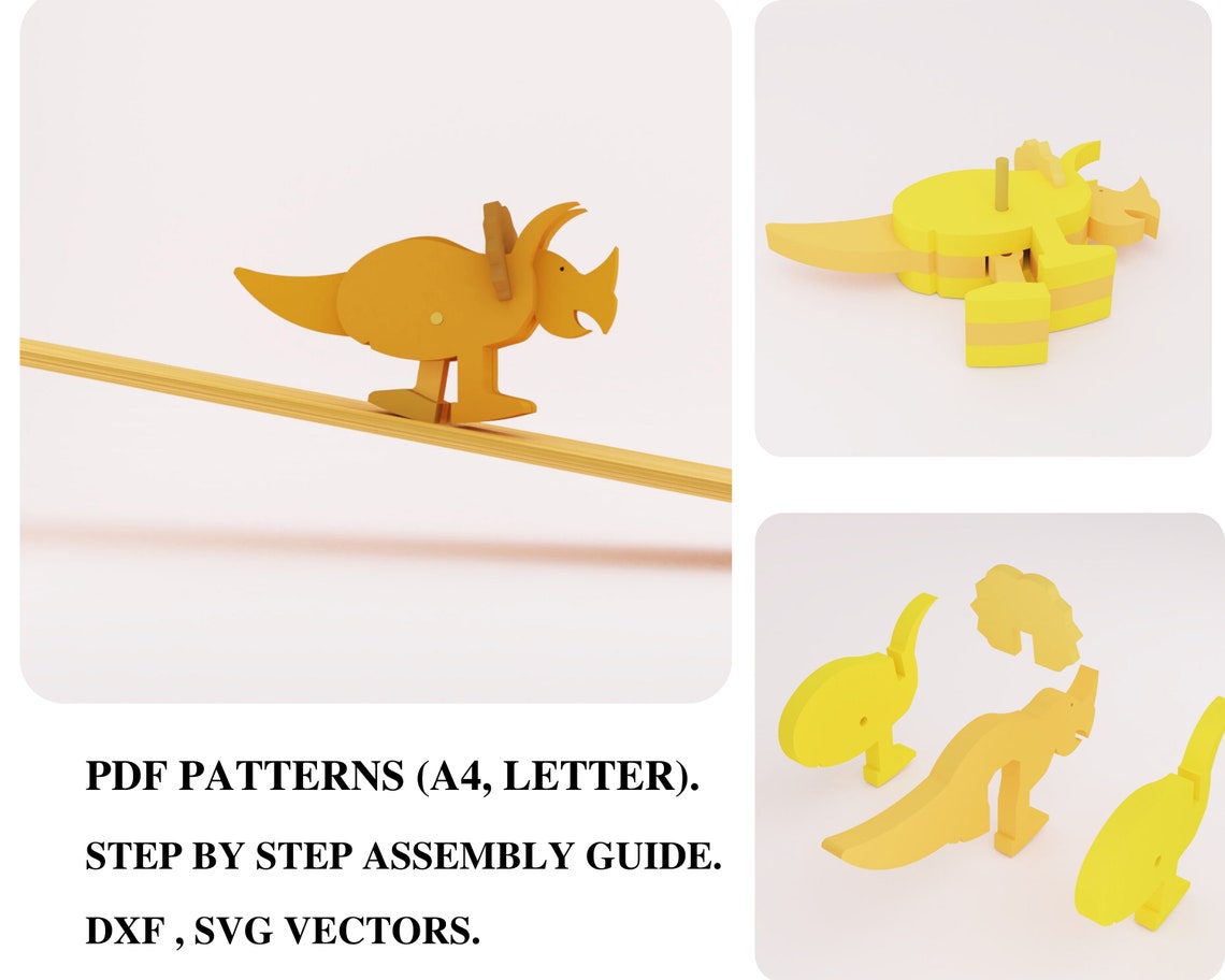 Ramp Walker Dinosaur Toy Patterns Pdf Dxf svg Vectors | Etsy