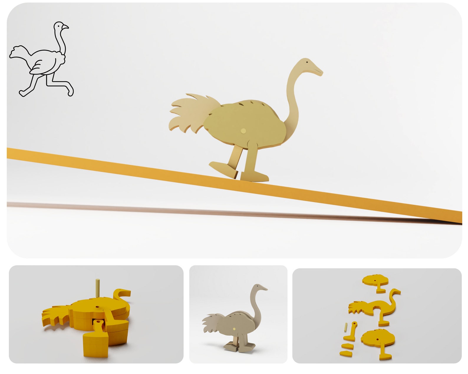 Ostrich DIY Ramp Toy Plans Assembly Guide and Vectors. | Etsy