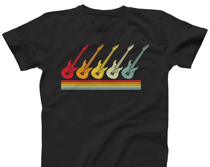 Retro Guitar T-shirt Mens | Guitarist Gift Tee | Musician Graphic Tee ...
