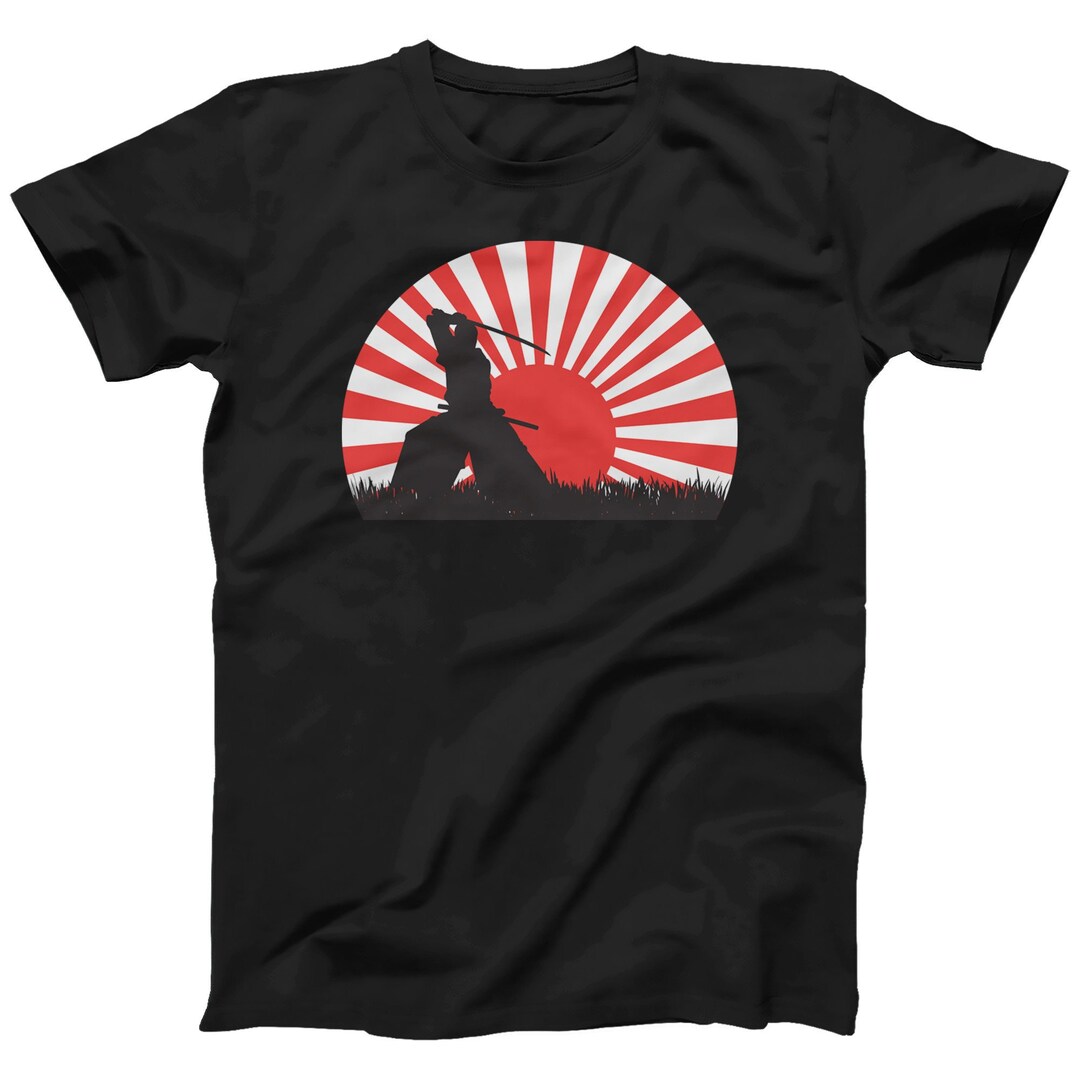 Japanese Samurai T Shirt Gift for Him Red Rising Sun Warrior Samurai ...