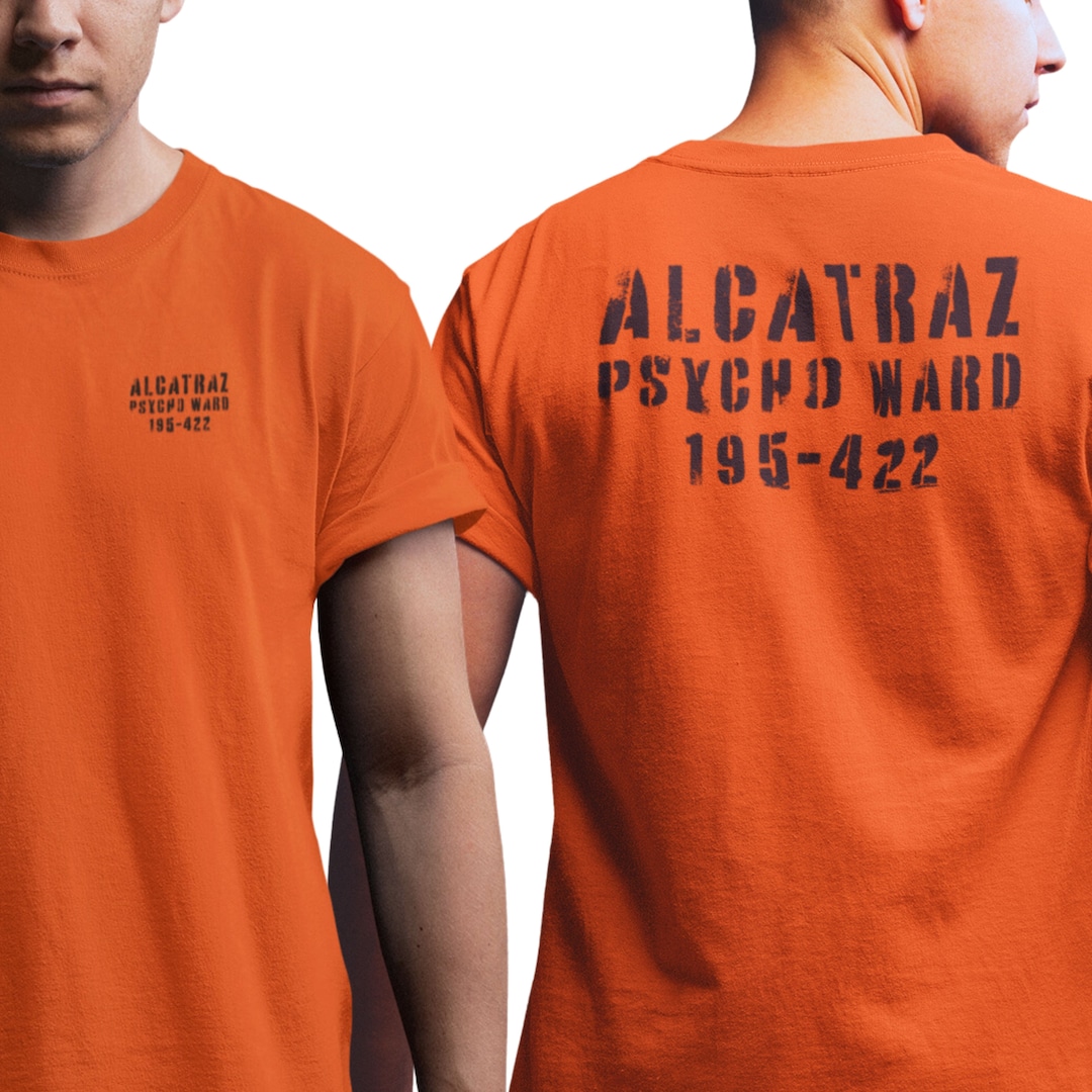 Alcatraz Prisoner Uniform T-shirt Psycho Ward Halloween Costume Prison ...
