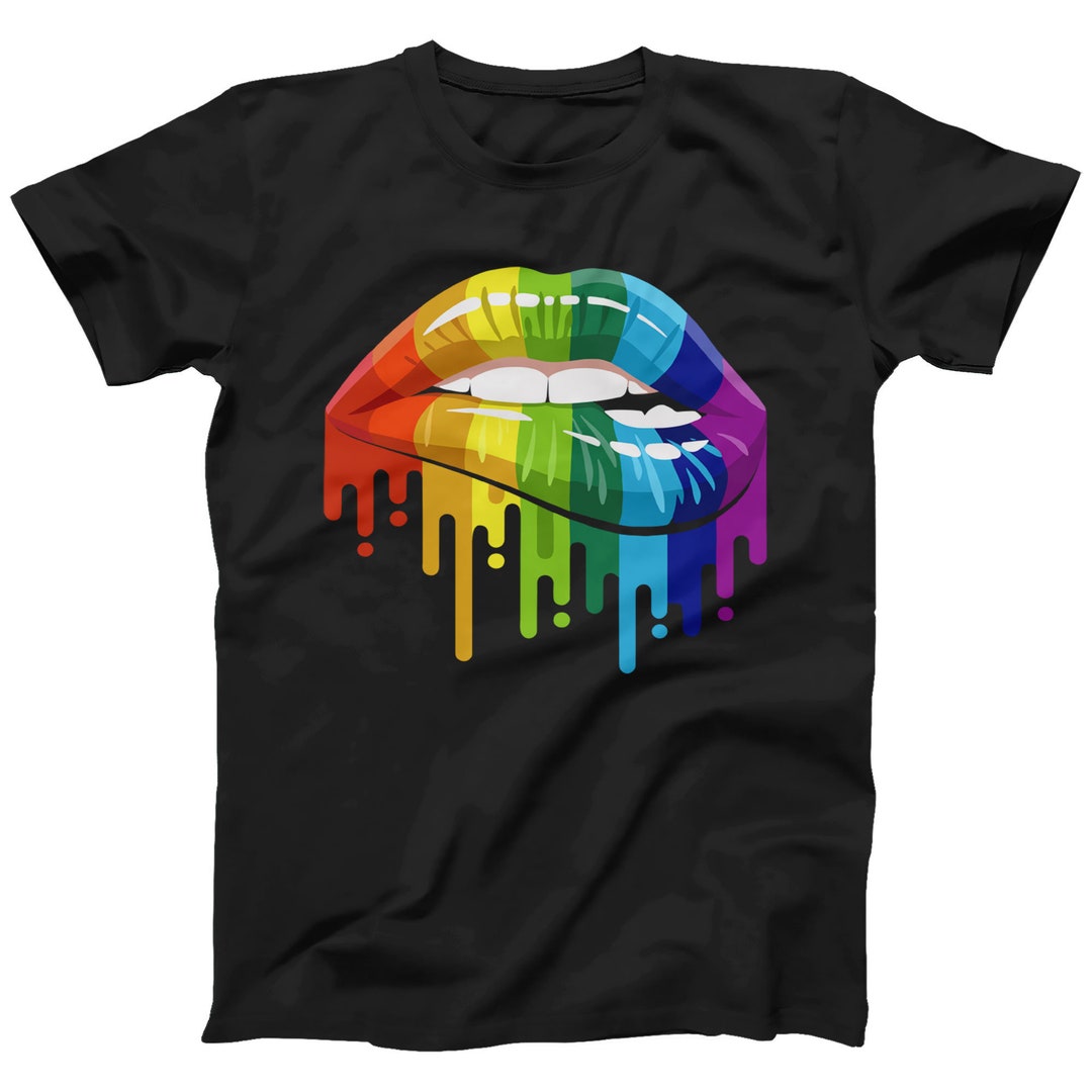 Rainbow Dripping Lips T-shirt: LGBT Pride Graphic Tee - Etsy