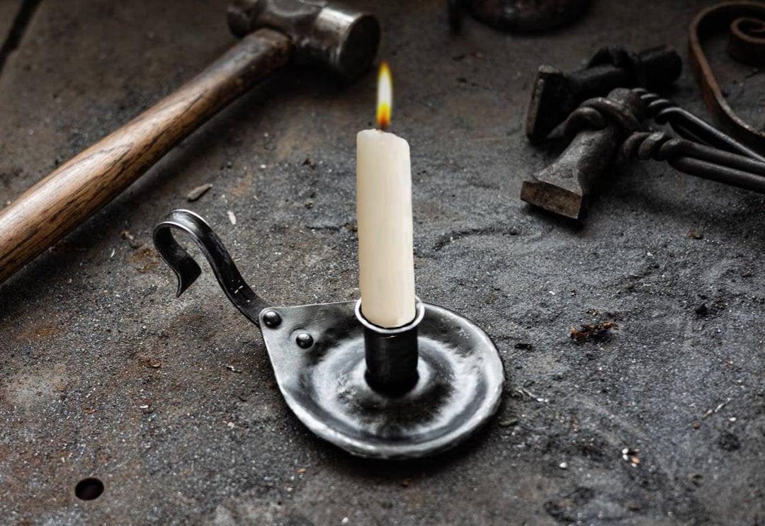 Hand Forged Rustic Finger Loop Candle Holder - Etsy