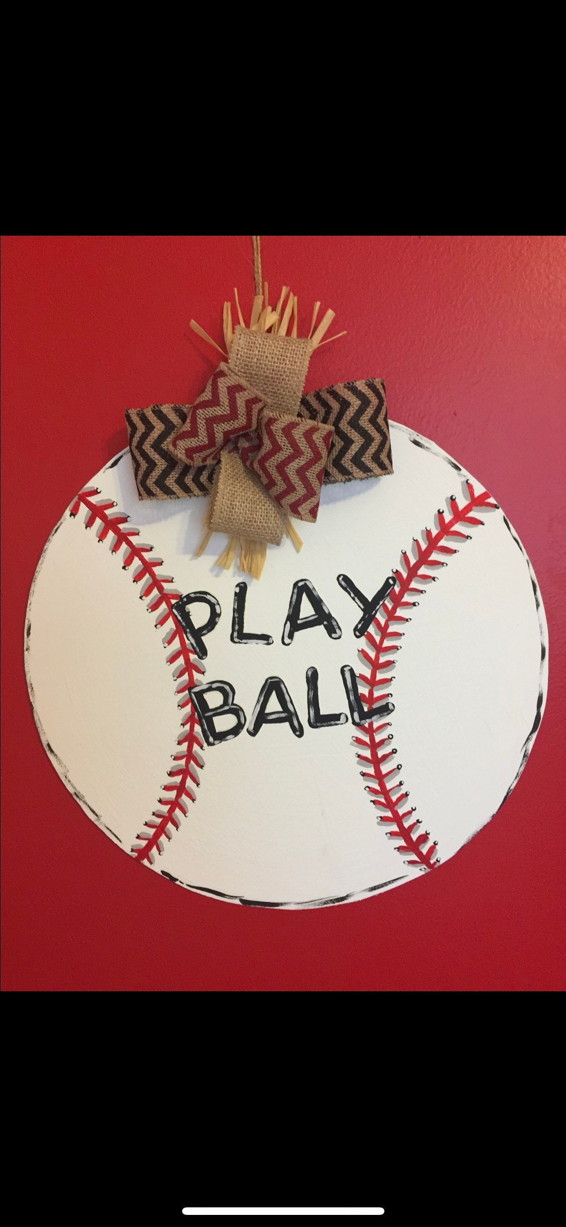 Baseball Wooden Door Hanger - Etsy