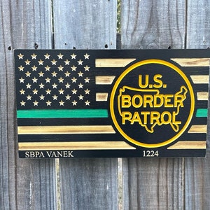 US Border Patrol Wood American Flag Custom and Border Protection CBP - Etsy