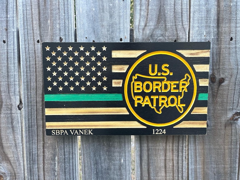 Wood Flag CBP U.S. Border Patrol One Patch Patrol - Celebrate America's ...