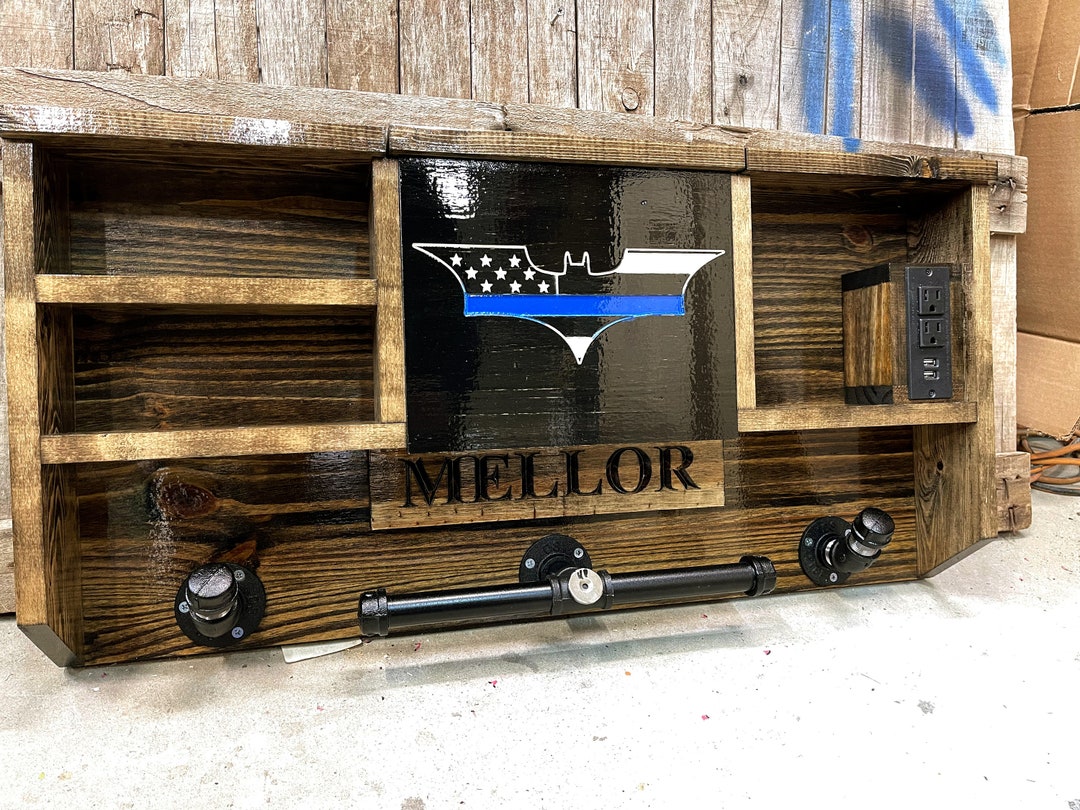 Custom Batman Blueline LOGO Duty Rack Police Gear Duty Gear Rack Cop ...