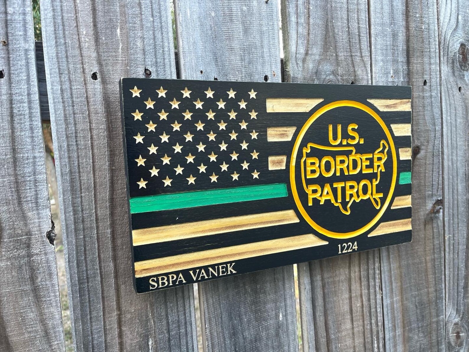 Wood Flag CBP U.S. Border Patrol One Patch Patrol - Celebrate America's ...