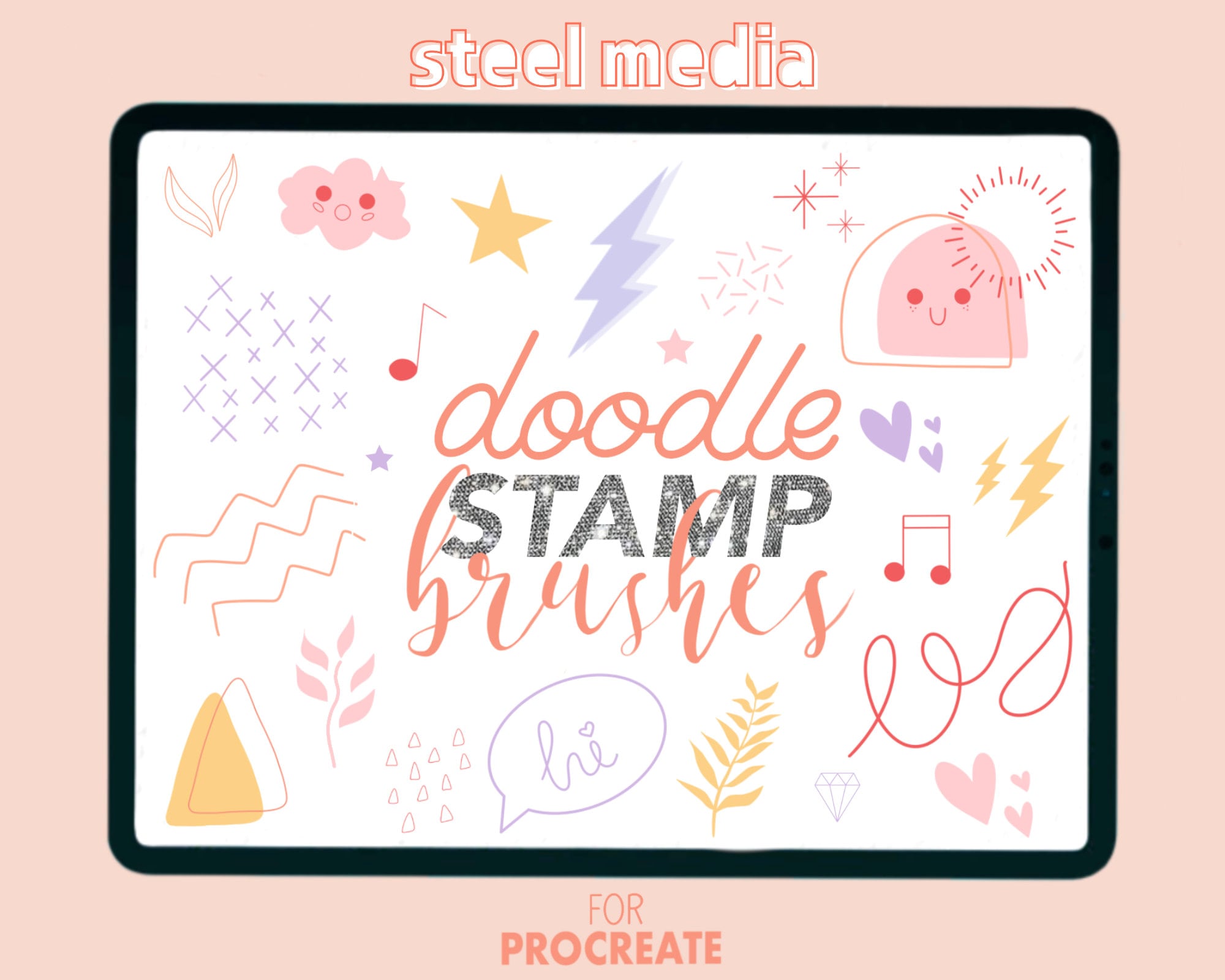 40 Procreate Doodle Stamp Brushes | Procreate Stamp Pack | Doodle ...