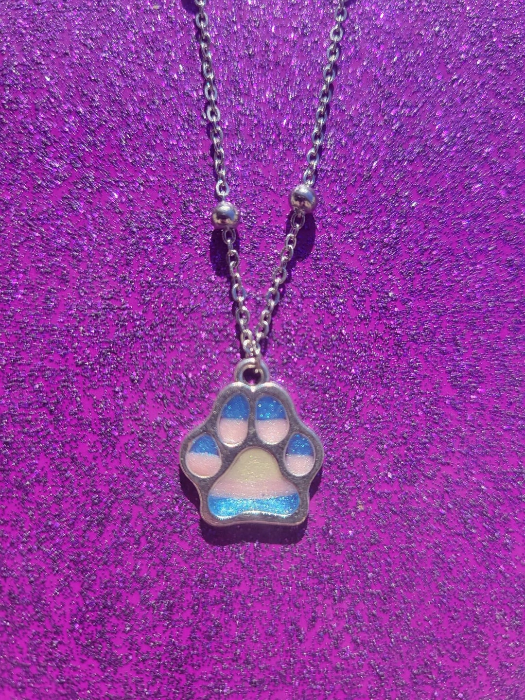 Trans Pride Paw Print Pendant Necklace - Etsy