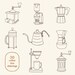 Coffee Illustrations Cafe Line Drawings Clipart PNG Espresso Latte DIY ...