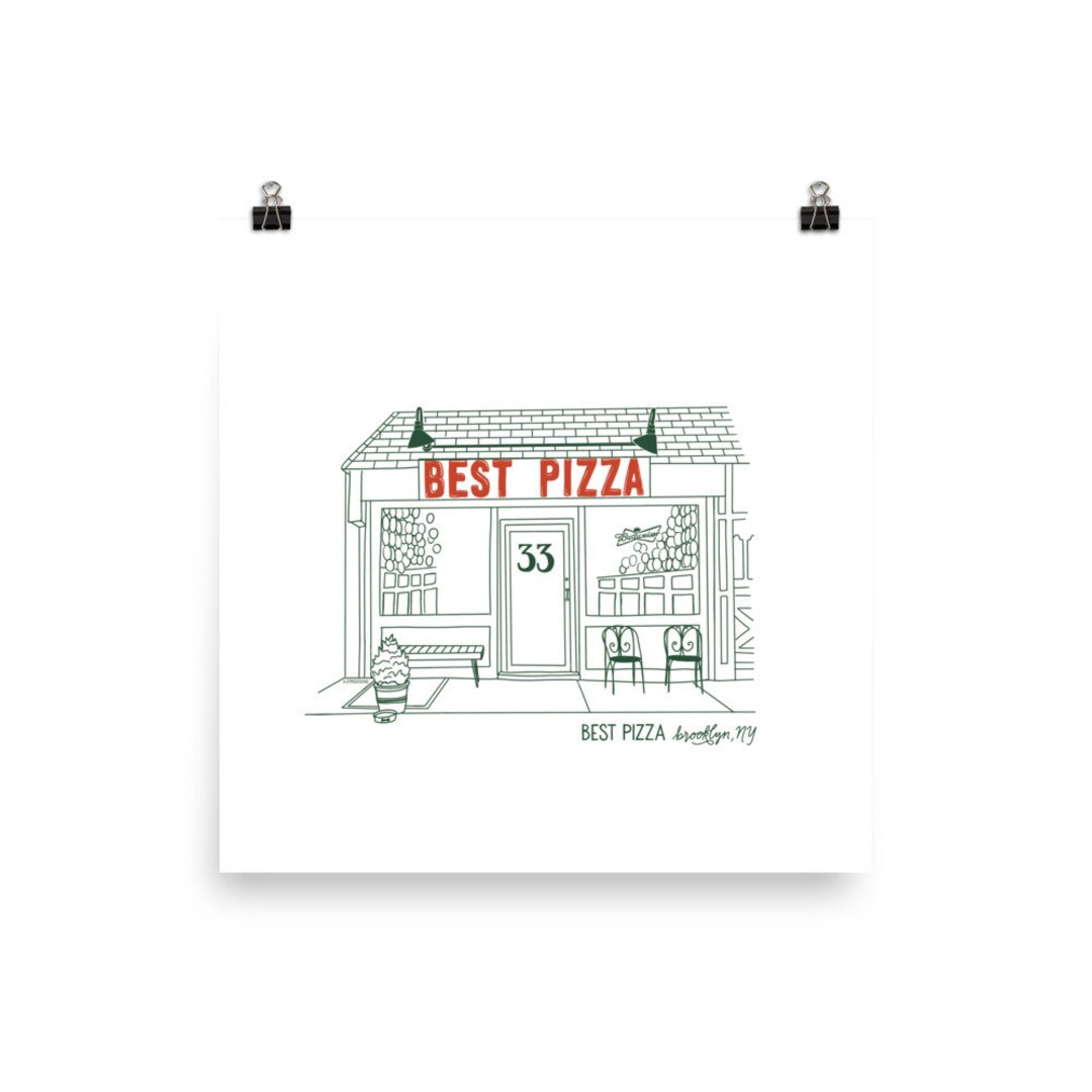 Best Pizza Illustration Drawing Pizzeria Brooklyn NYC Pizza - Etsy