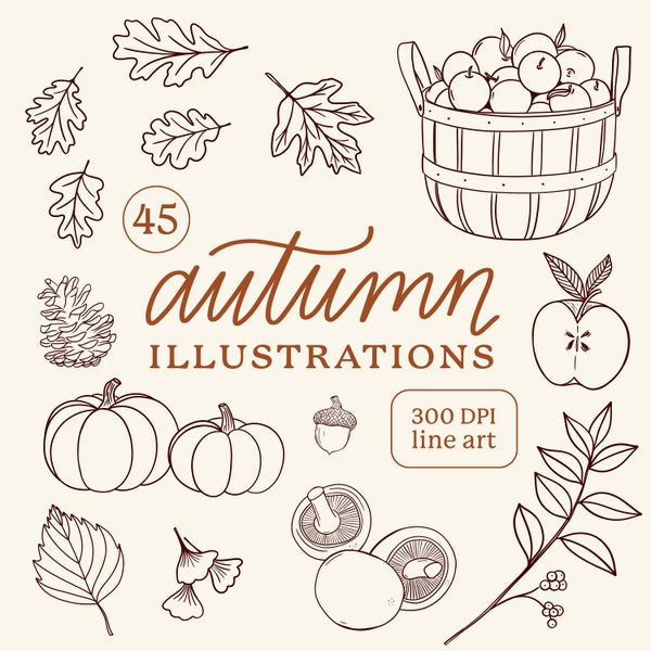 Line Art Autumn - Etsy