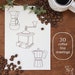 Coffee Illustrations Cafe Line Drawings Clipart PNG Espresso Latte DIY ...