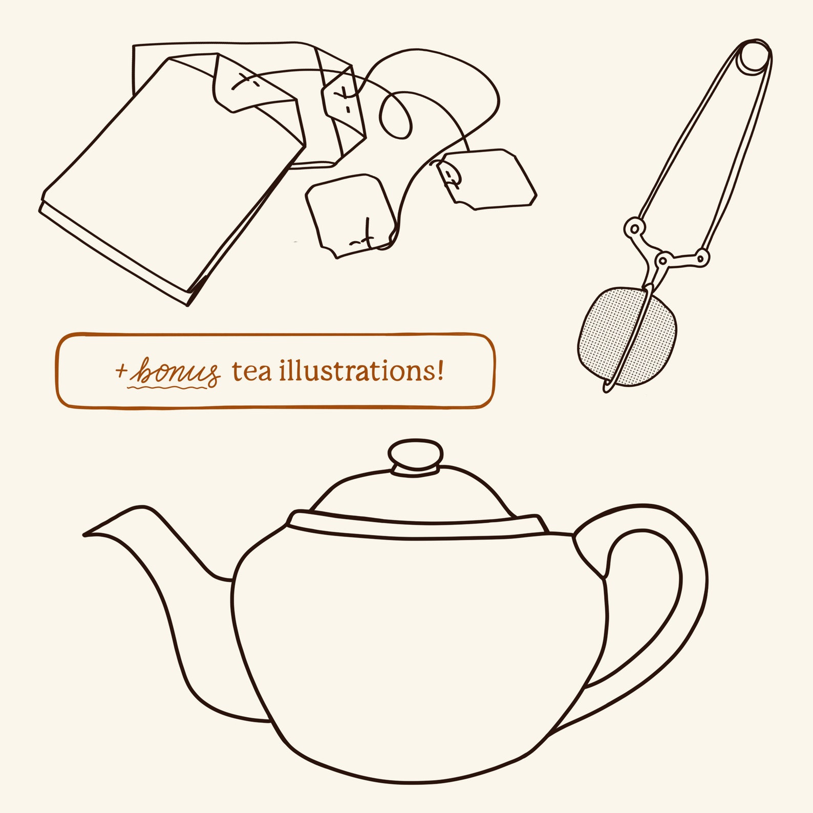 Coffee Illustrations Cafe Line Drawings Clipart PNG Espresso Latte DIY ...