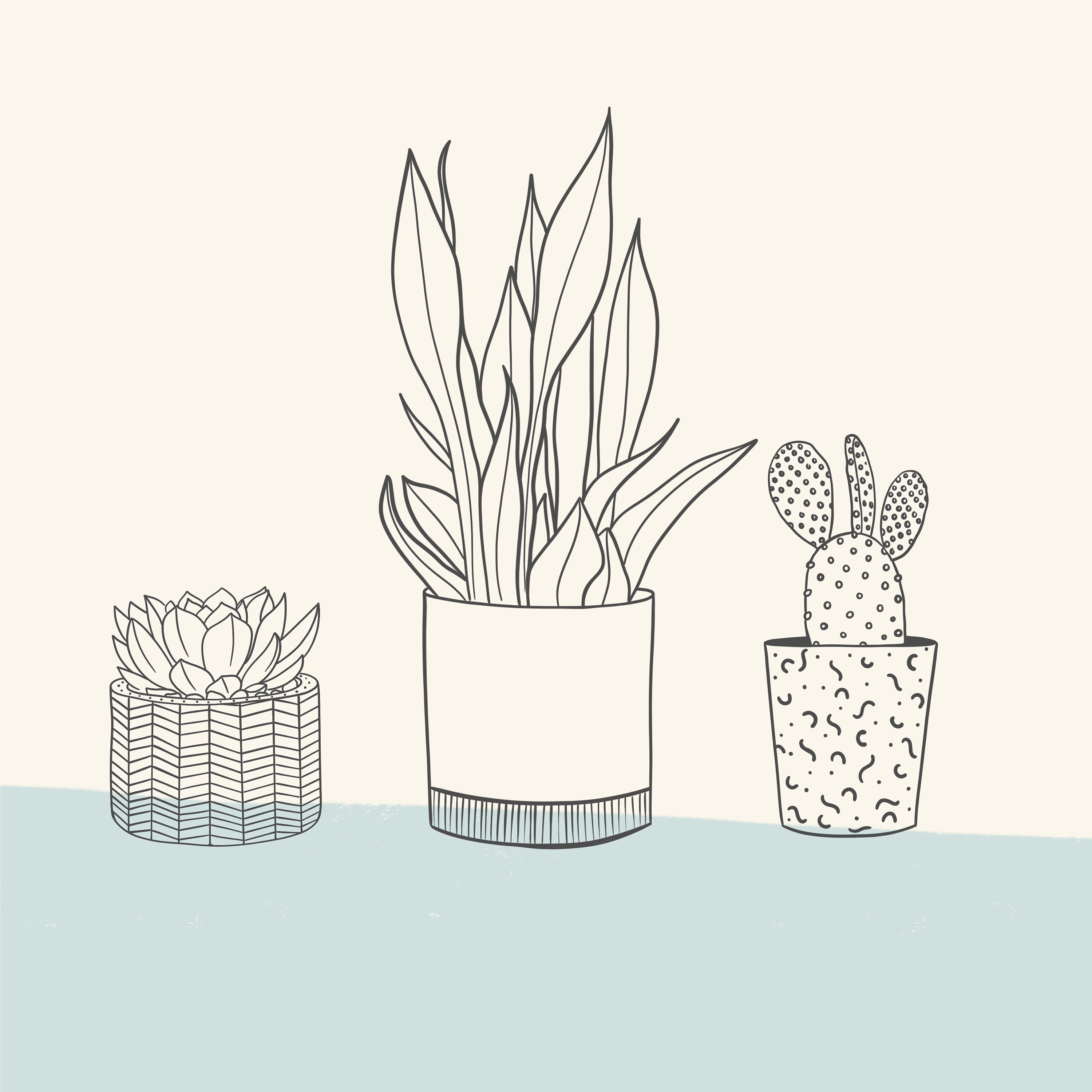 Flower Plant Line Art Botanical Clipart Hand Drawn Floral Leaves Leaf ...