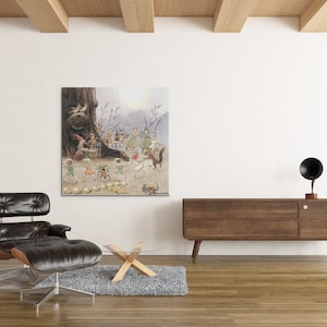 Forest Friends Dancing Around a Tree. Fairy Tale. Little People ...