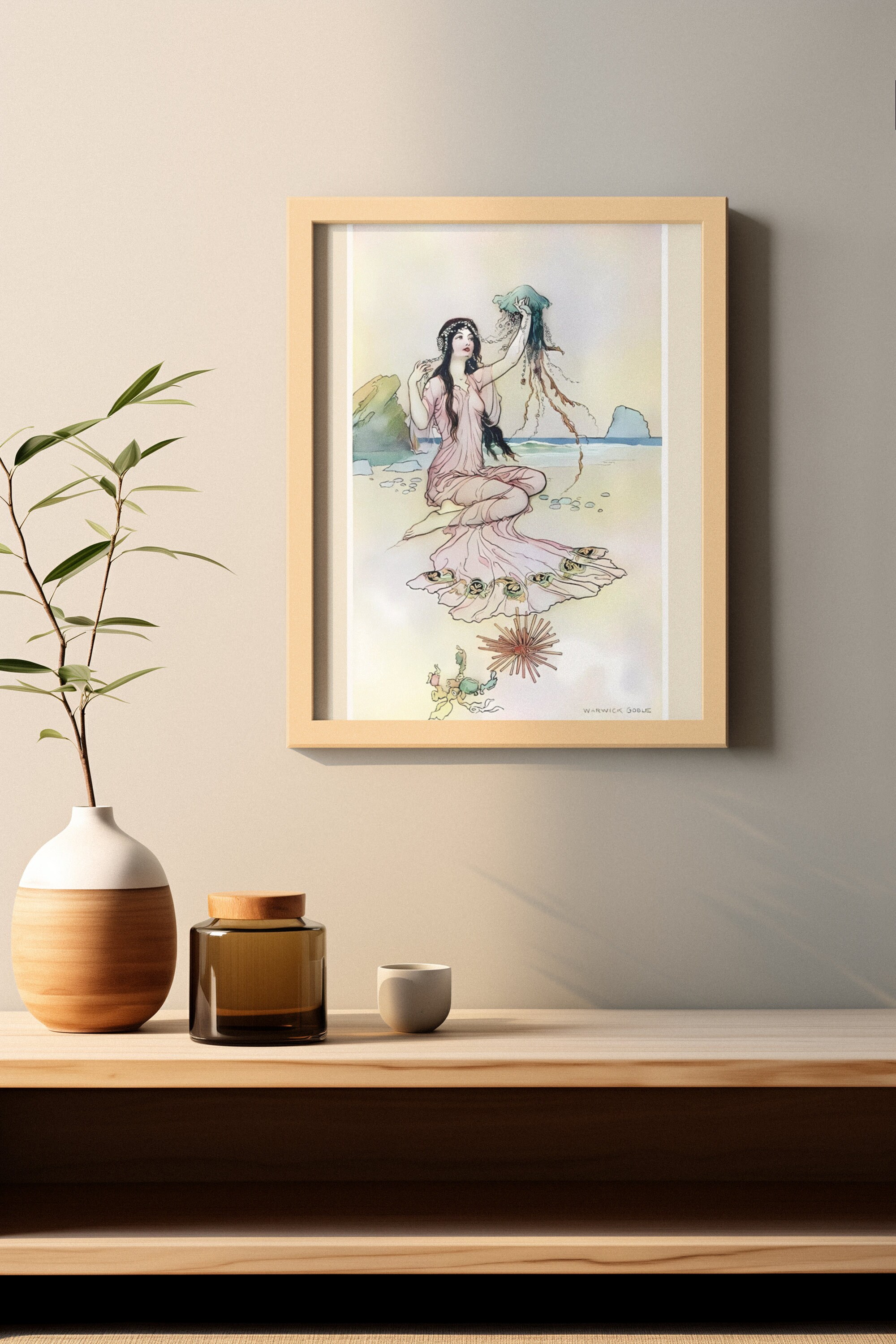 Siren. Mermaid Pagan Artwork. Dark Academia. Vintage Beach Scene ...