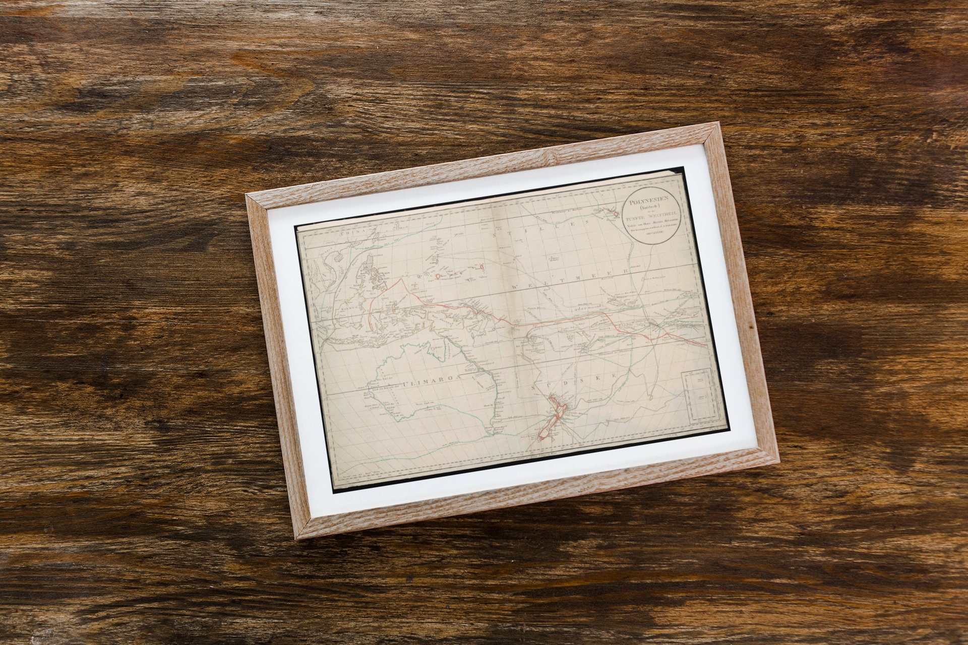 Map of Australia and Polynesia. Vintage Late 1700's Map of South ...