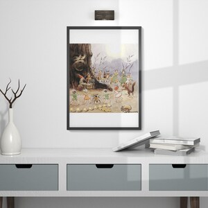 Forest Friends Dancing Around a Tree. Fairy Tale. Little People ...