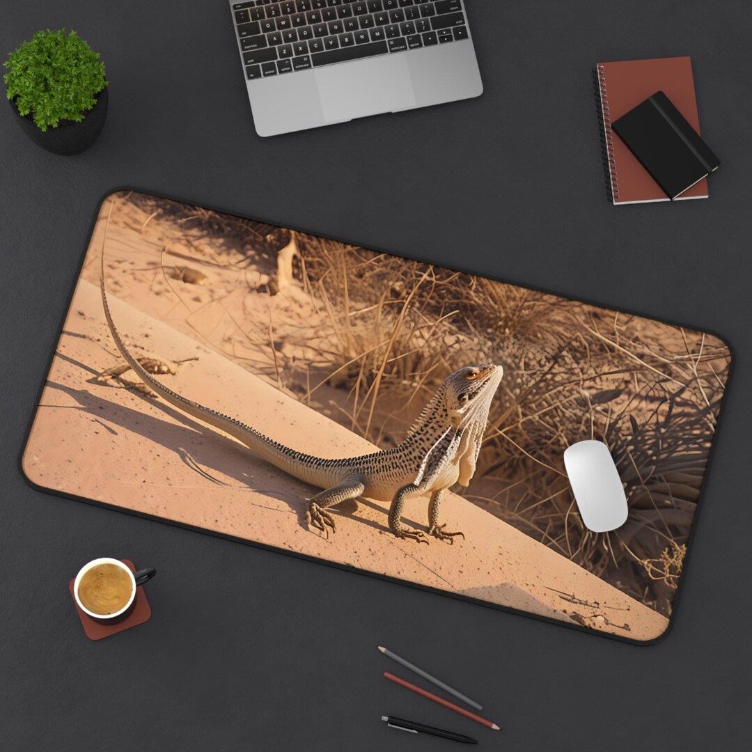 Desert Lizard Desk Mat: Neutral Home Office Decor, Non-slip - Etsy