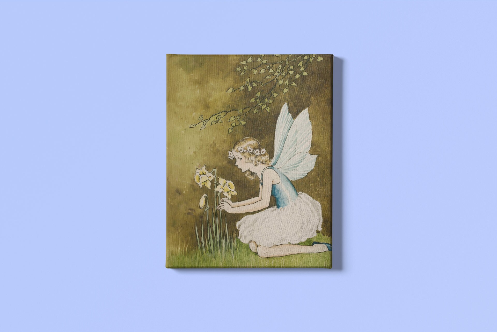 A Fairy Looking at Flowers. Fairy Tale. Whimsical Fairy Tale Print ...