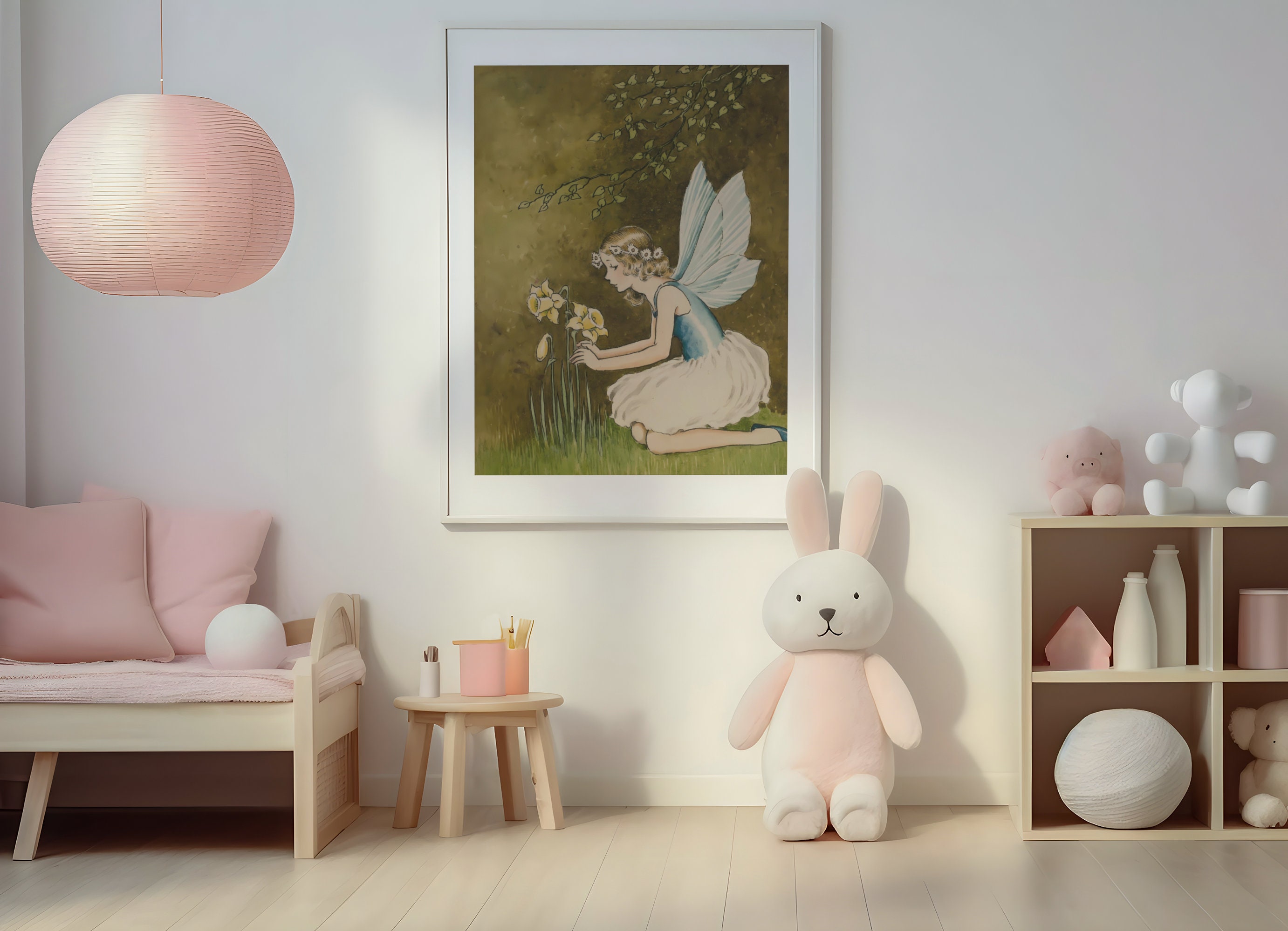 A Fairy Looking at Flowers. Fairy Tale. Whimsical Fairy Tale Print ...