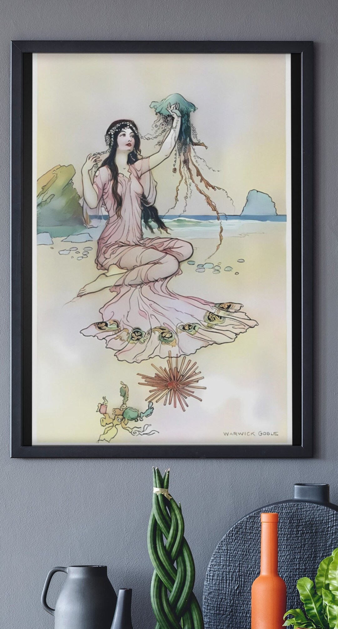 Siren. Mermaid Pagan Artwork. Dark Academia. Vintage Beach Scene ...