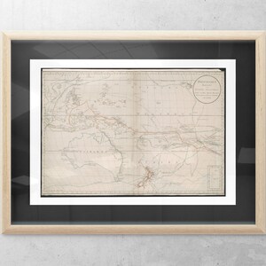 Map of Australia and Polynesia. Vintage Late 1700's Map of South ...