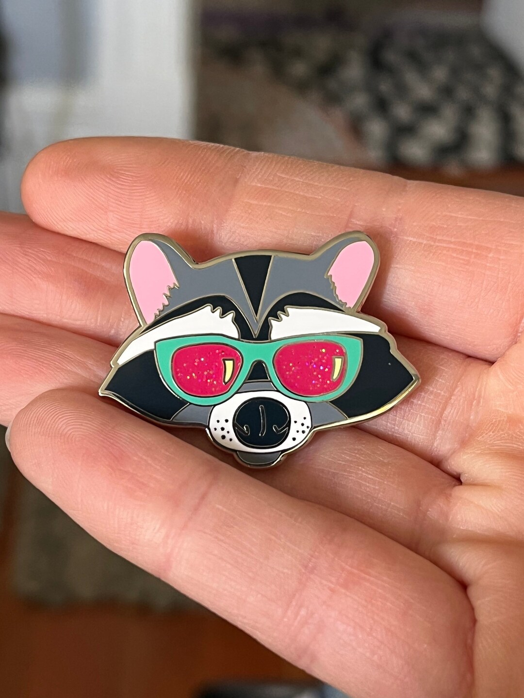 Rocking Raccoon Hard Enamel Pin - Etsy