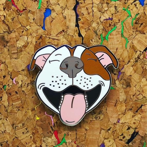 Smiling Pitbull 1.5 Hard enamel pin | Etsy