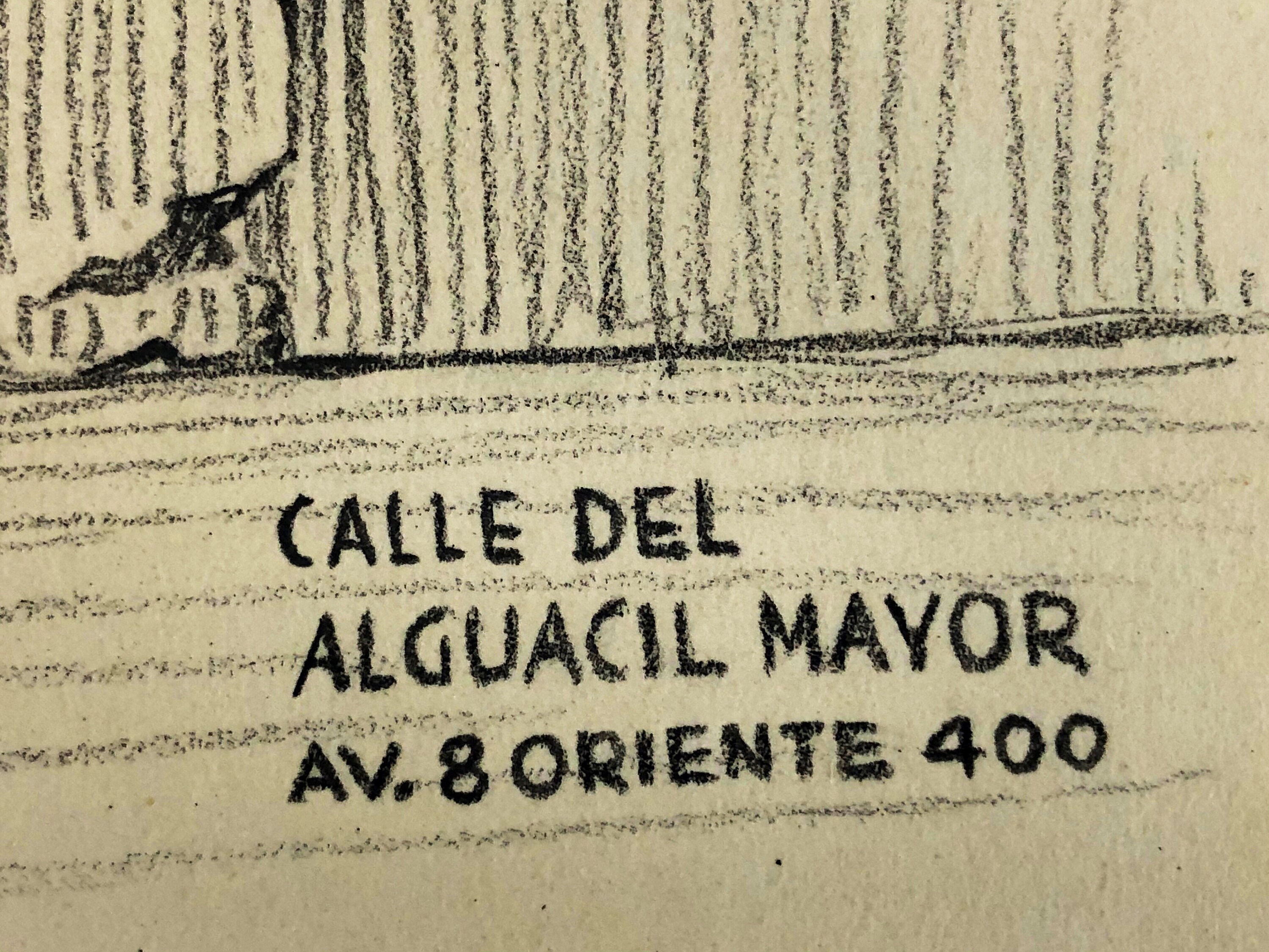 Original Drawing Calle Del Alguacil Mayor Puebla Mexico by Salazar 1947 ...