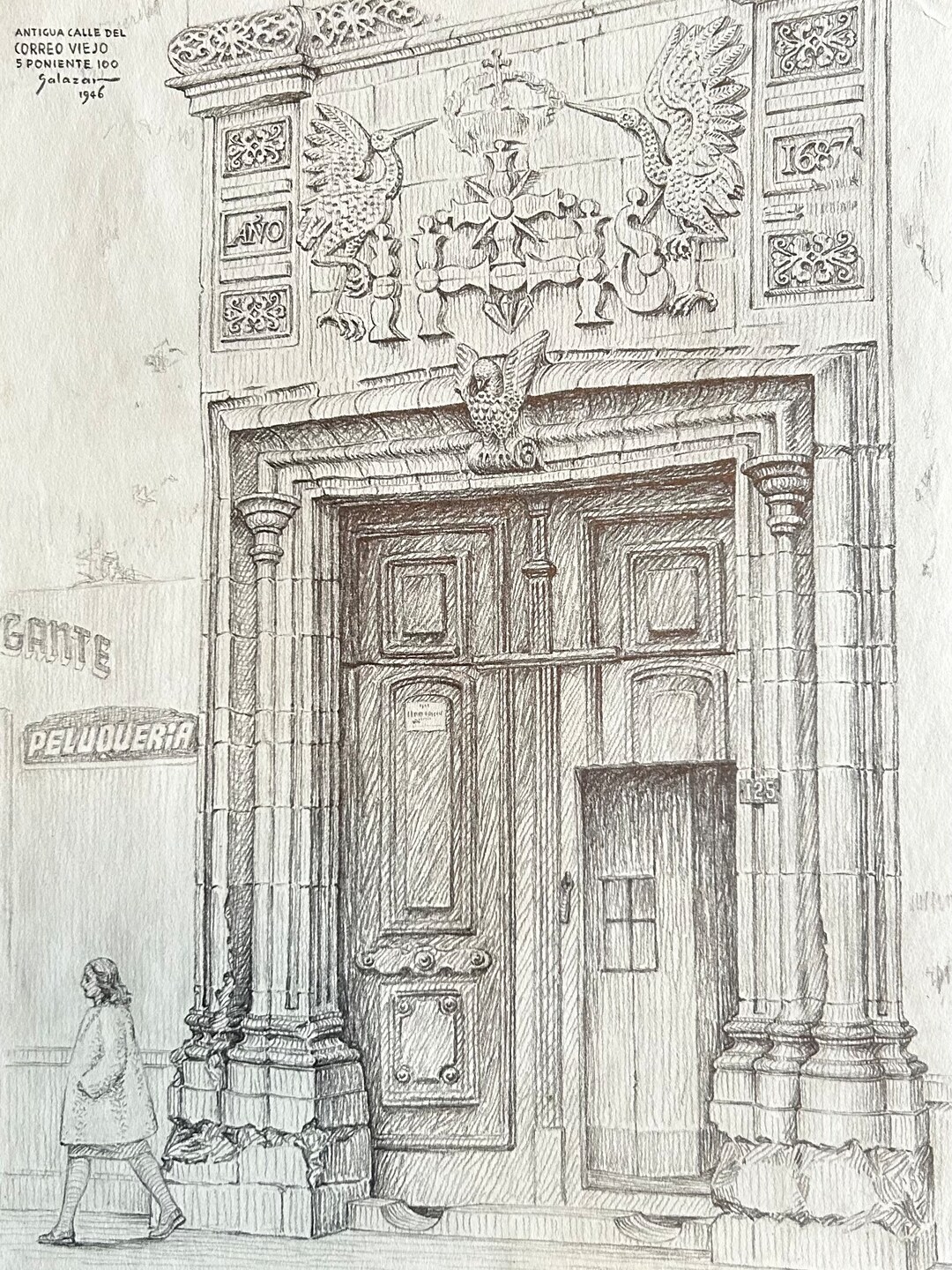 Original Drawing Antigua Calle Del Correo Viejo, S. Poniente 100 ...