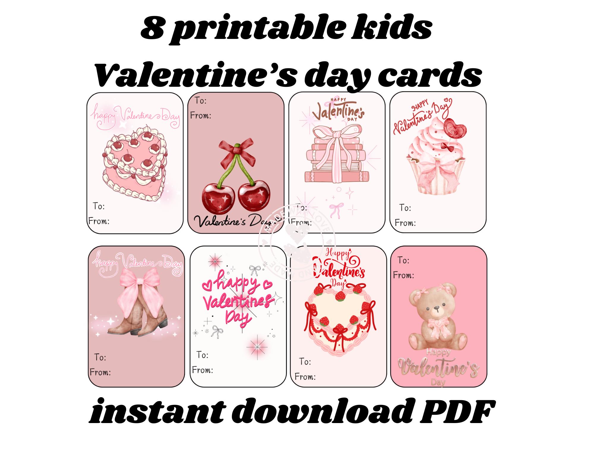 Coquette Valentine's Day Printable Cards - Etsy