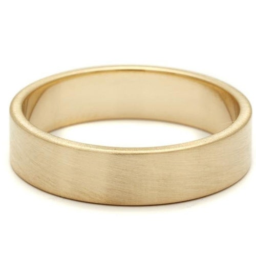 14k Matte Yellow Gold Band / FLAT / BRUSHED / Comfort Fit / - Etsy