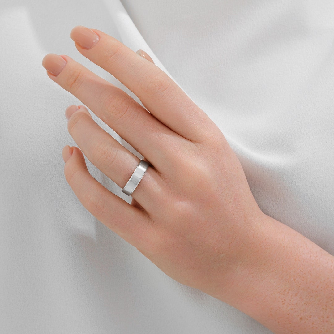 Brushed Flat 950 Platinum 5mm Wedding Band Ring , Womens Platinum ...