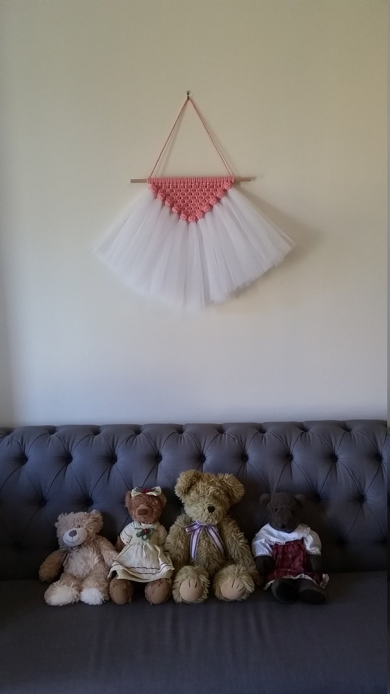 Macrame and Tulle Wall Hanging, ballerina Dreamer, Macrame Wall Hanging ...