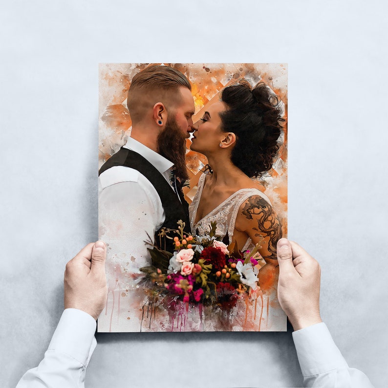 Custom Wedding Portrait Canvas Wedding Illustration Canvas | Etsy
