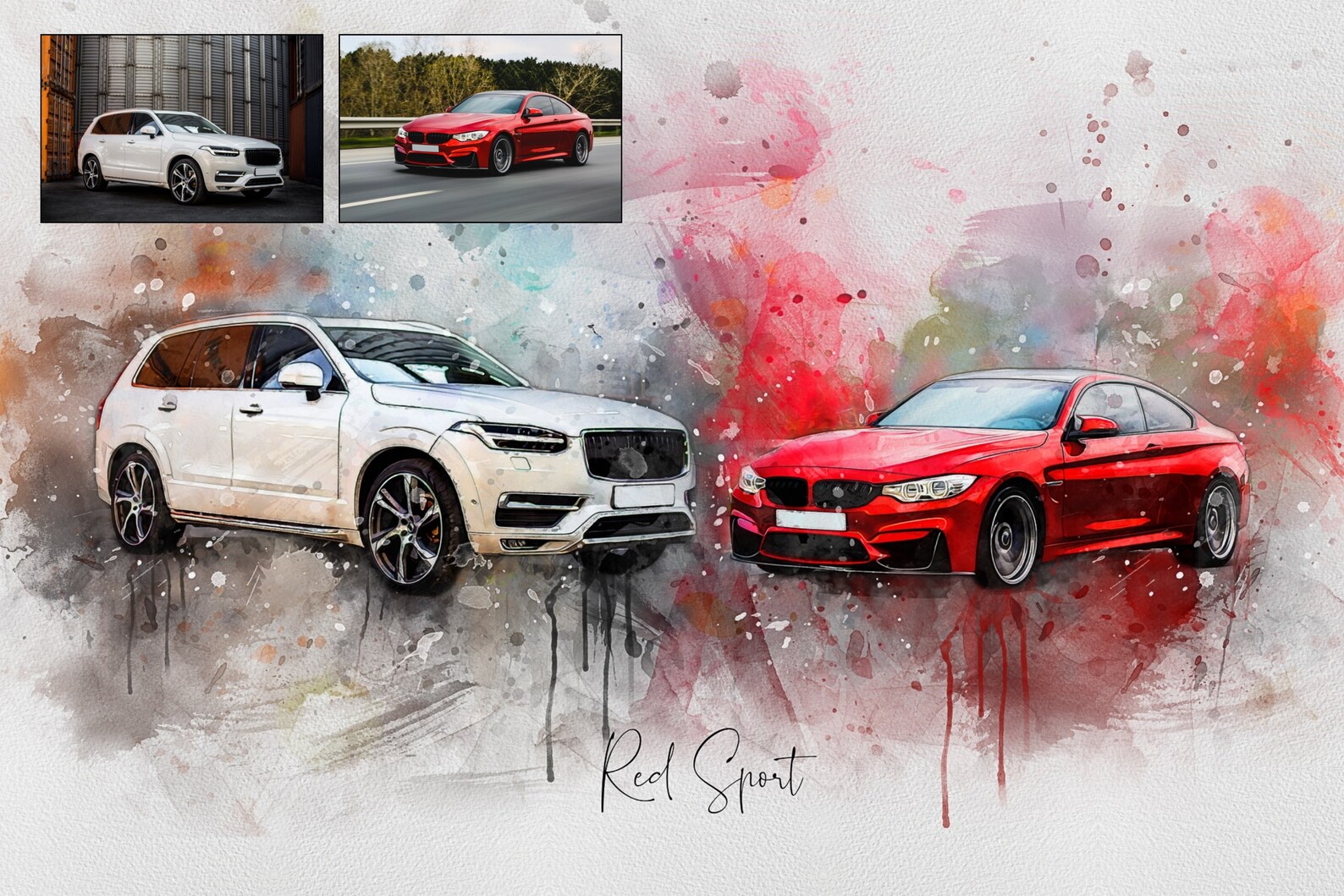 Custom Car Portrait Combine Pictures Merging Photos of Car - Etsy
