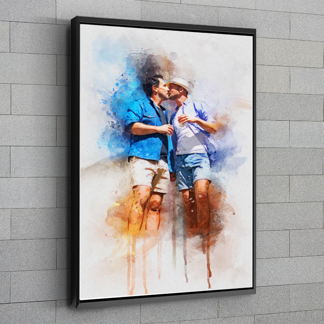 Personalized Art for LGBT Couple, LGBT Engagement Gift, Male Friend ...