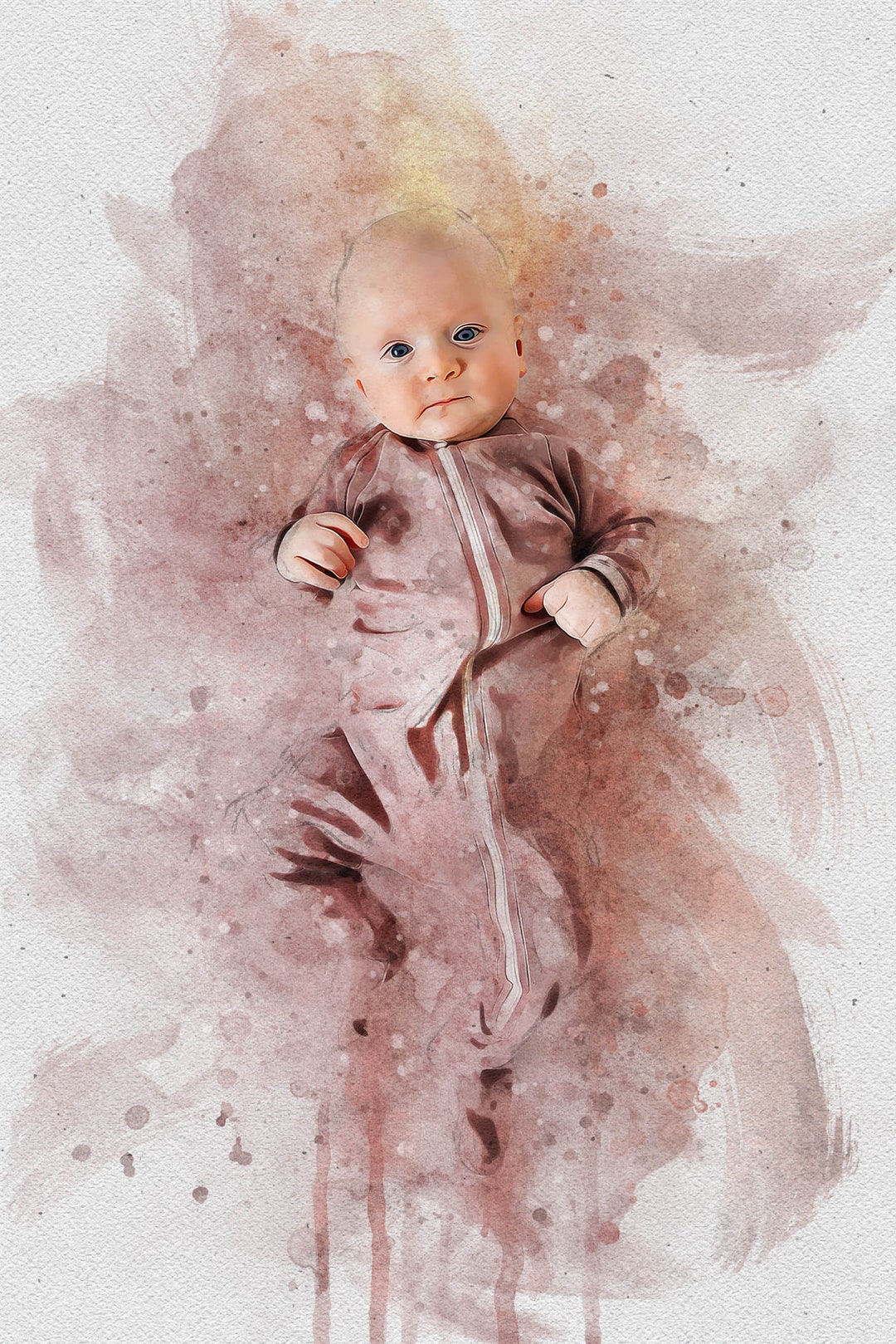 Watercolor Baby Portrait | New Baby Gift | Custom Baby Painting ...