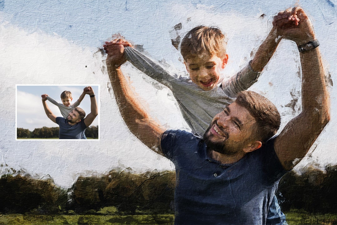 Custom Family Portrait Painting | Fathers Day Gift | Father and Son ...