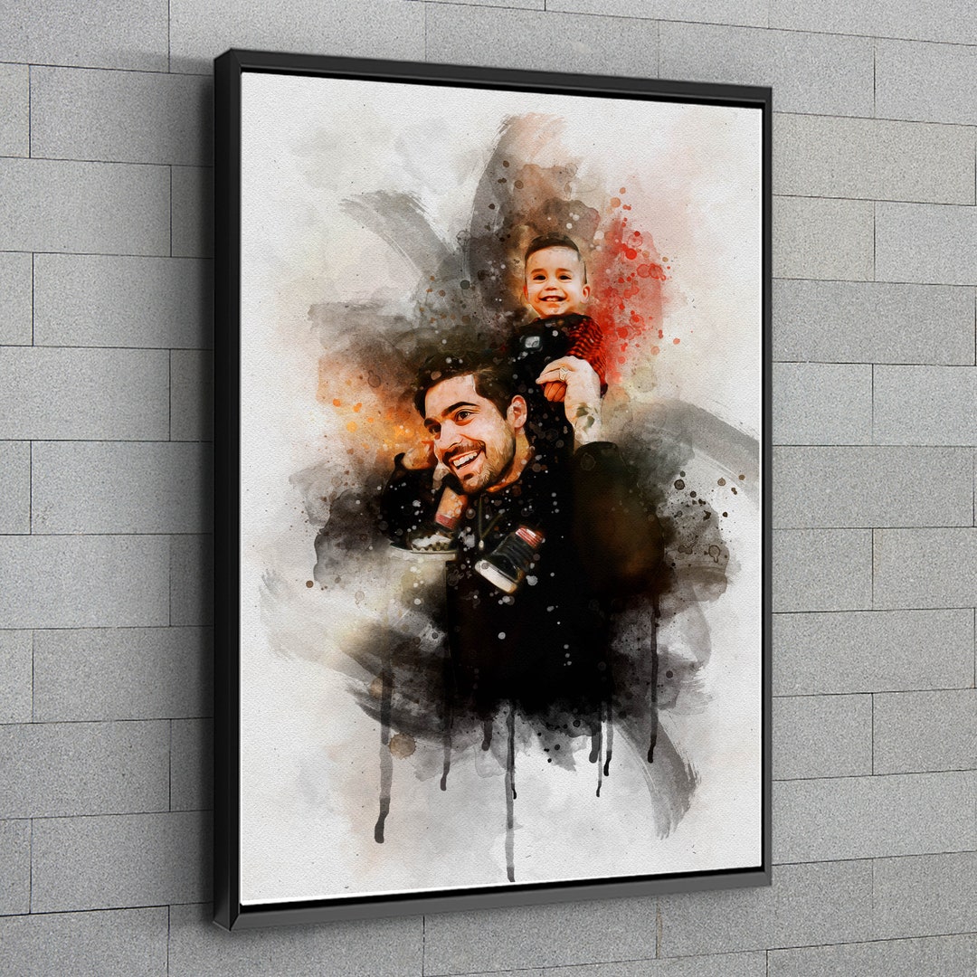 Custom Father Baby Illustration | Portrait From Photo | Father's Day ...