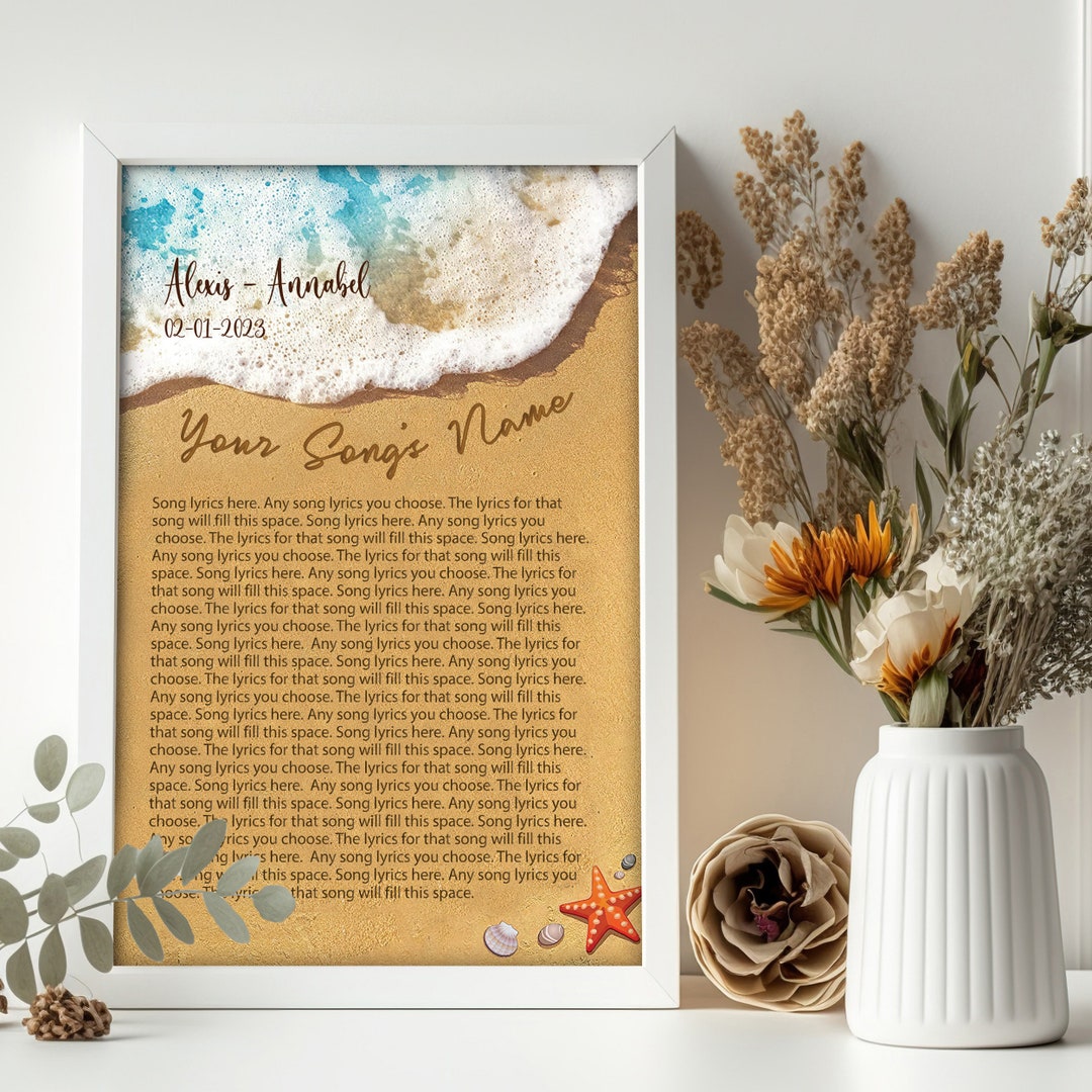 Beach Shore Portrait With Lyrics | Customized Portrait | First Dance ...
