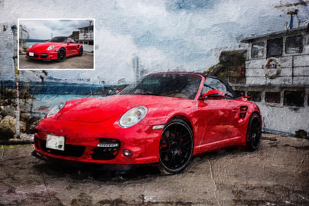 Custom Car Portrait Painting Father's Day Gift Portrait From Photo Car ...