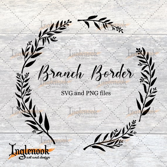 Branch Border SVG and PNG File | Etsy