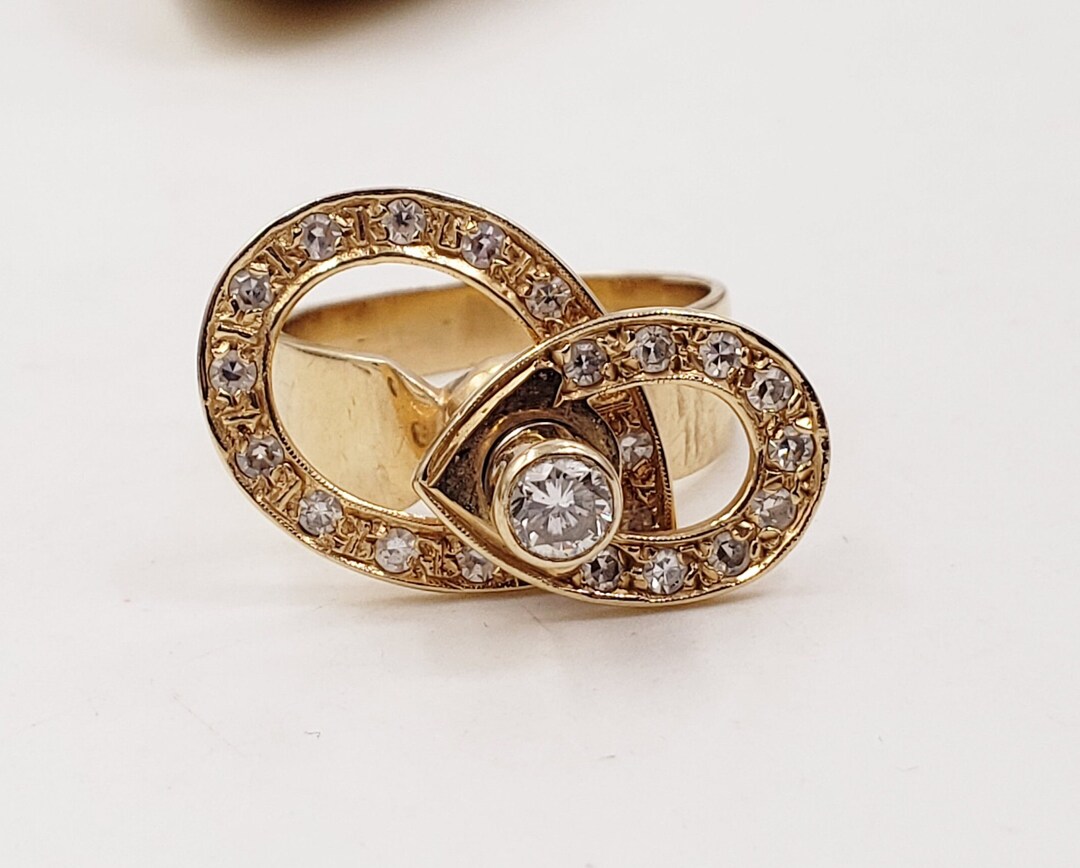 14KT Yellow Gold Motion Spiner Ring With Diamonds Size 7 US - Etsy