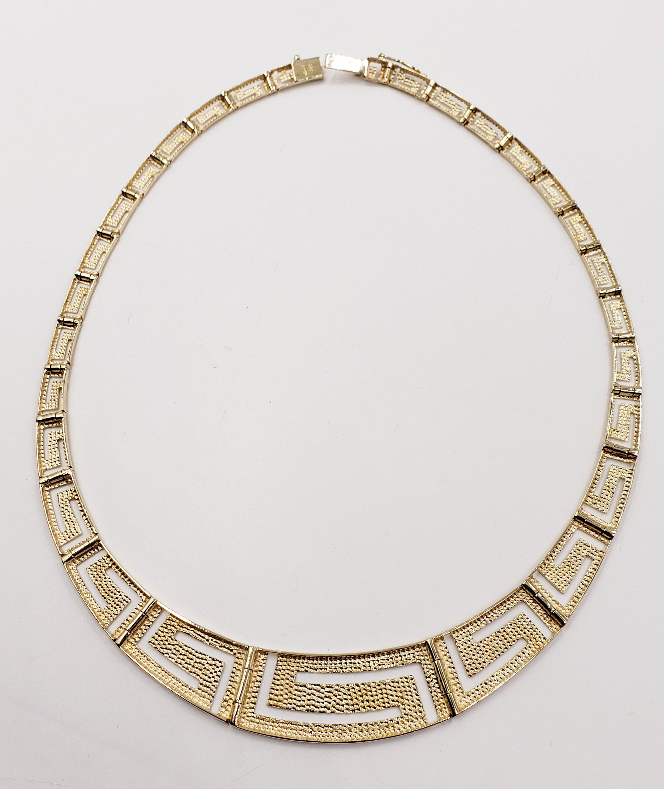 Greek Key Graduated Necklace in 14KT High Polished Yellow Gold | Etsy